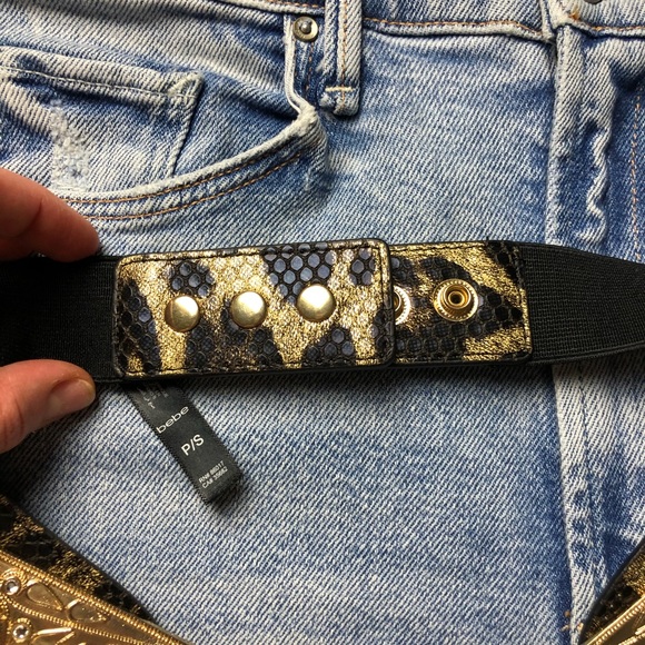 bebe | Accessories | Bebe Gold Chain Belt Wide Multi Chain Snake Print ...